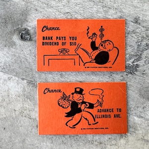 Vintage Monopoly Game Chance Cards From a 1973 Game - Etsy