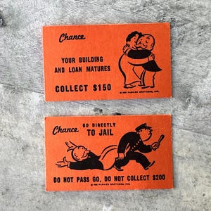 Vintage Monopoly Game Chance Cards From a 1973 Game - Etsy
