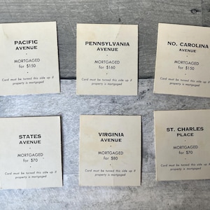 Vintage Monopoly Game Property Cards From a 1973 Game - Etsy
