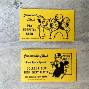 Vintage Monopoly Game Community Chest Cards From a 1973 Game - Etsy