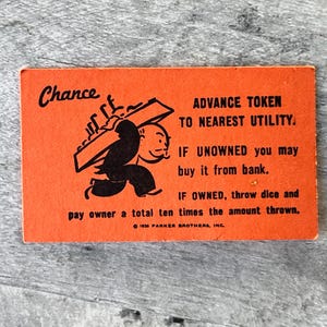 Vintage Monopoly Game Chance Cards From a 1973 Game - Etsy
