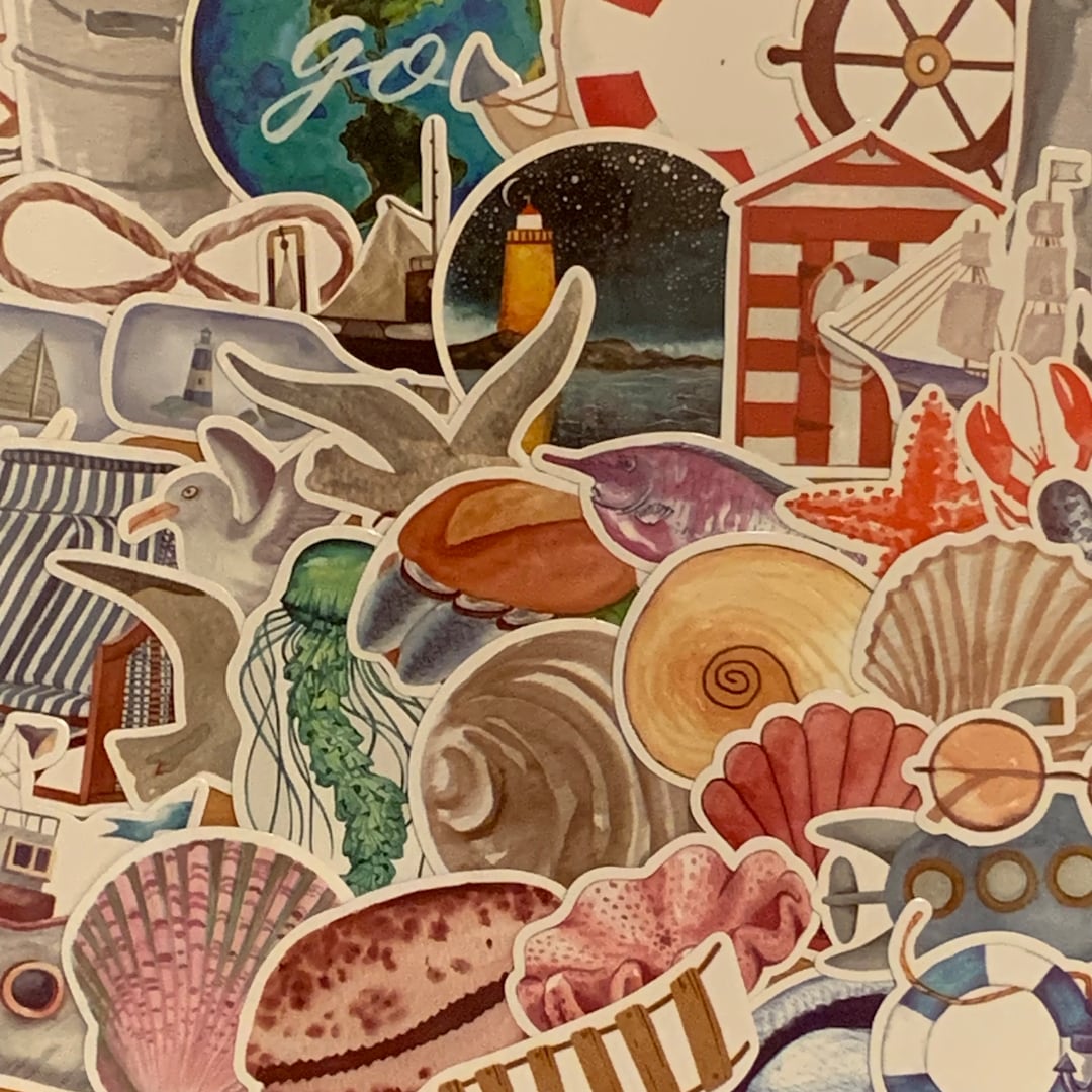 Watercolor Nautical Stickers for Water Bottles Laptop Phone - Etsy