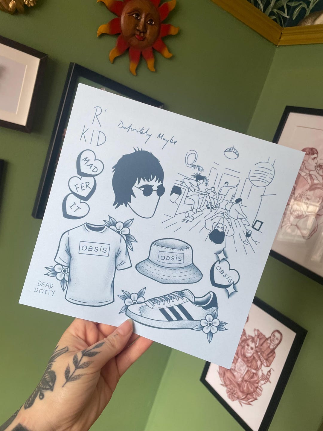 Oasis Inspired Tattoo Flash Sheet Print Britpop Fan Gift Indie Music ...