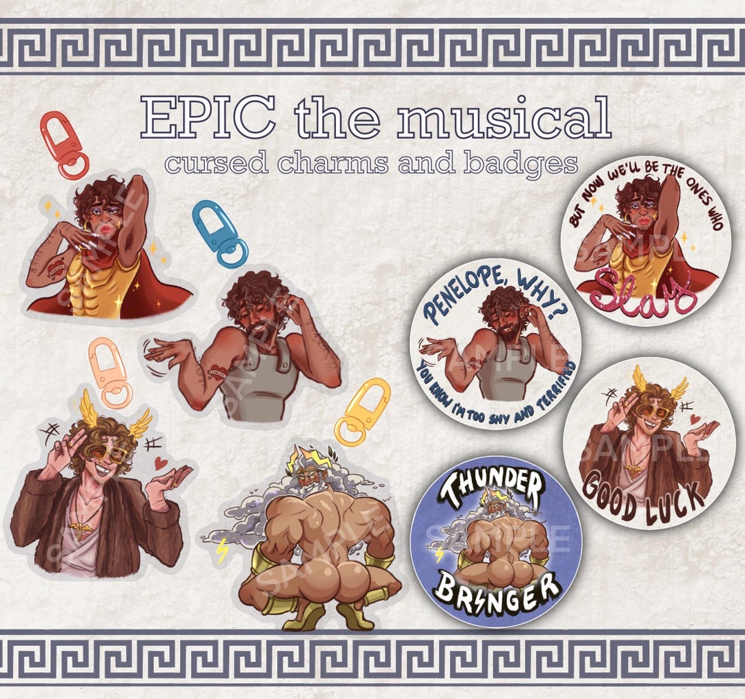 EPIC the Musical Inspired Cursed Charm Badge Keychain Odysseus Greek ...