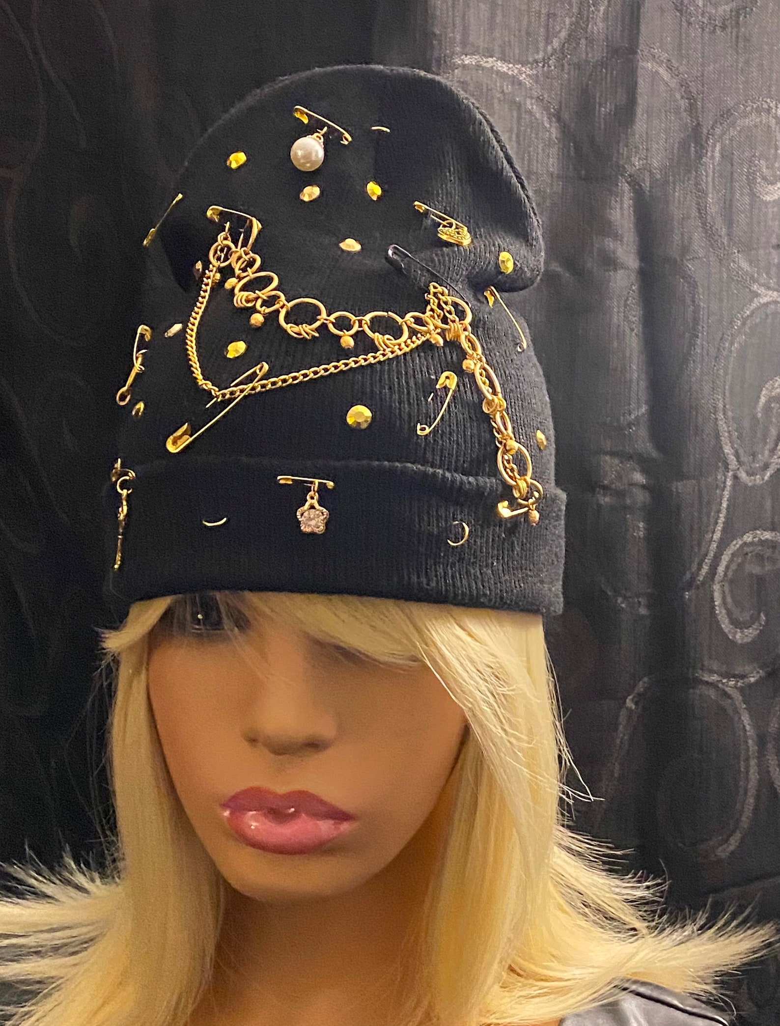 BLING Beanie, Embellished Hat, Studded Hat, Jeweled Hat, Bling Skull ...