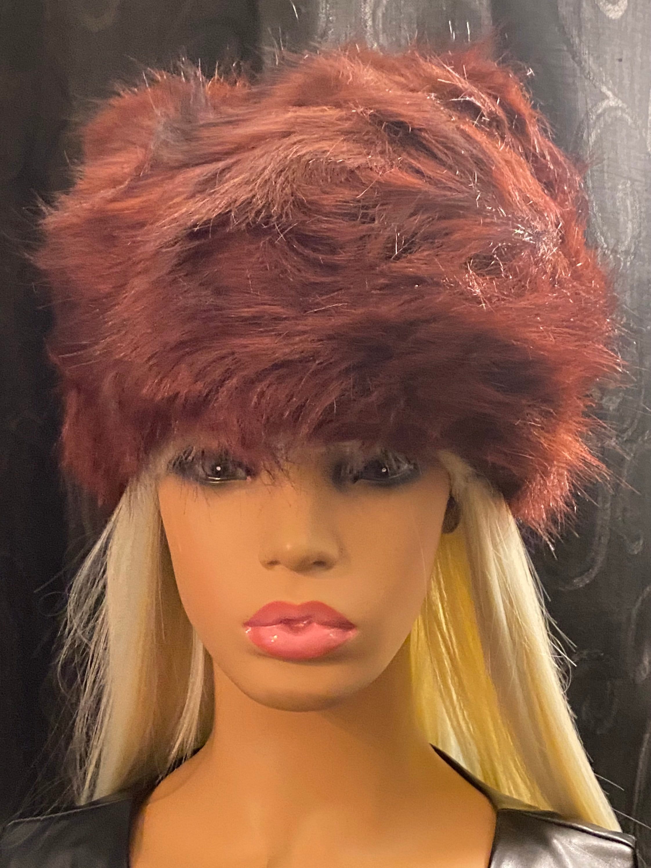 Burgundy Faux Fur Cossack Hat, Furry Russian Hats, Fluffy Fur Hats ...