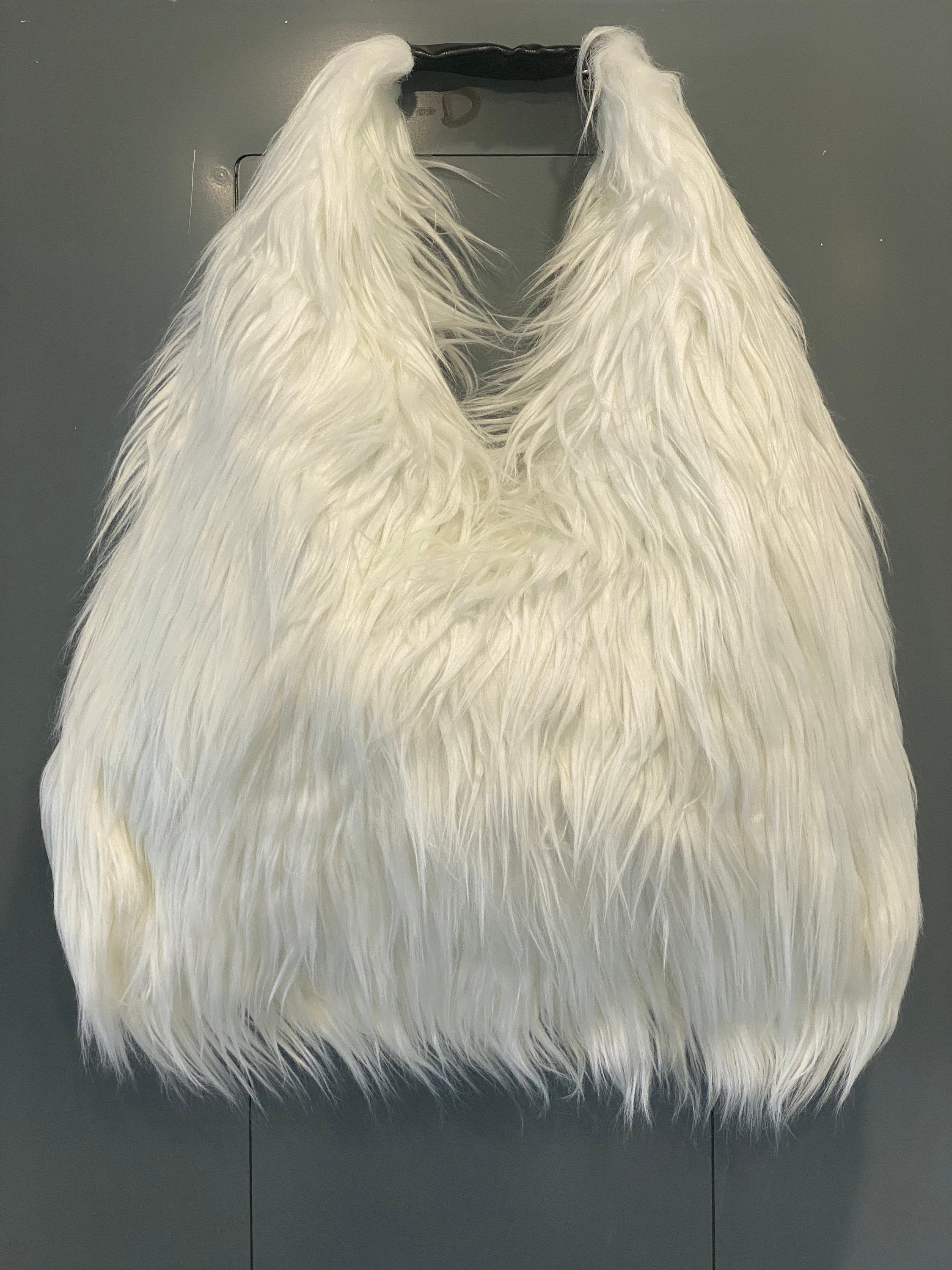 Faux Fur Shoulder Bag, White Large Faux Fur Handbag, Y2K Faux Fur ...