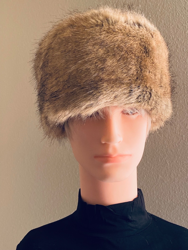 Brown Faux Rabbit Fur Russian Hat, Faux Fur Hat, Unisex Raccoon Tail ...