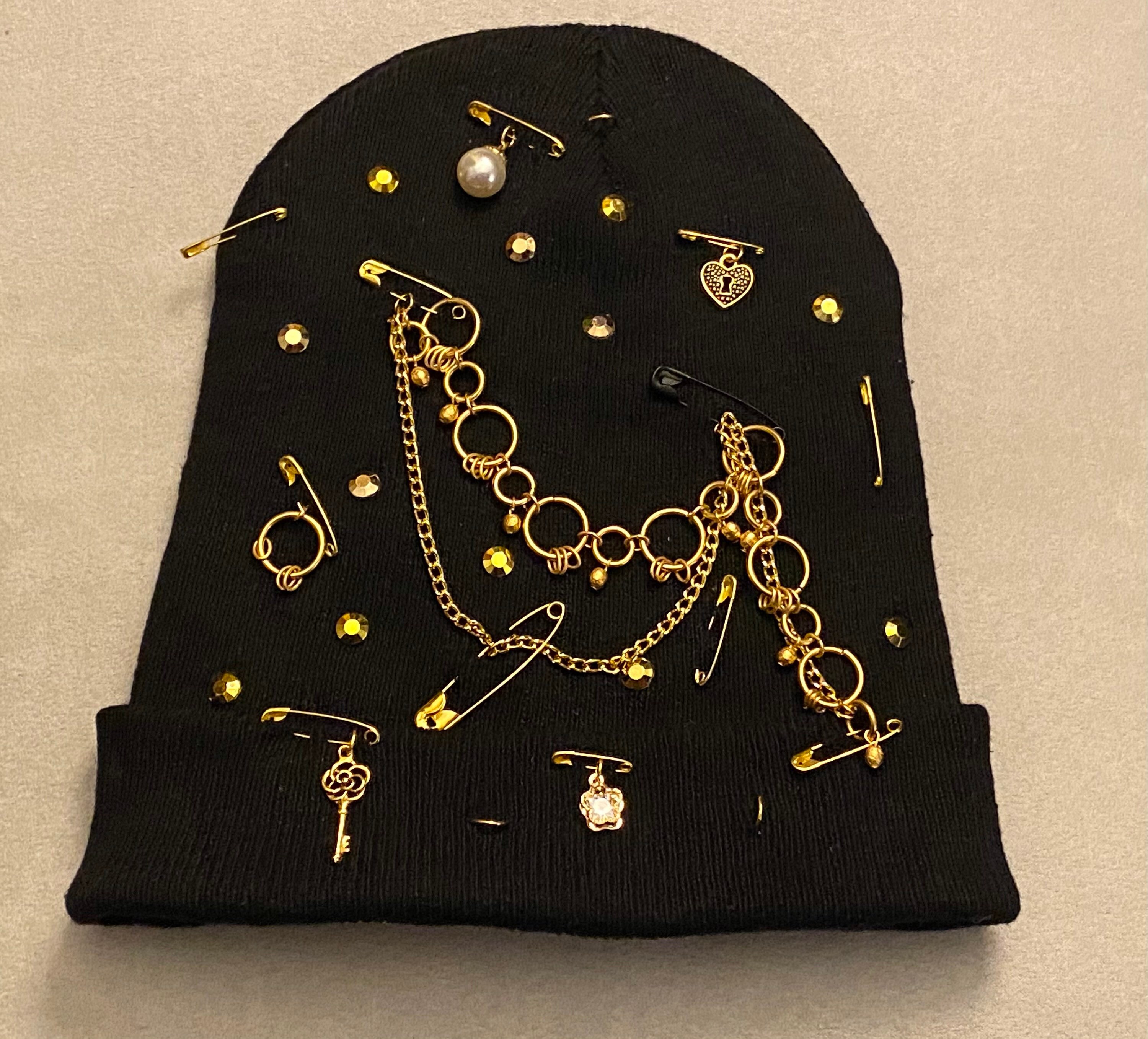 BLING Beanie, Embellished Hat, Studded Hat, Jeweled Hat, Bling Skull ...