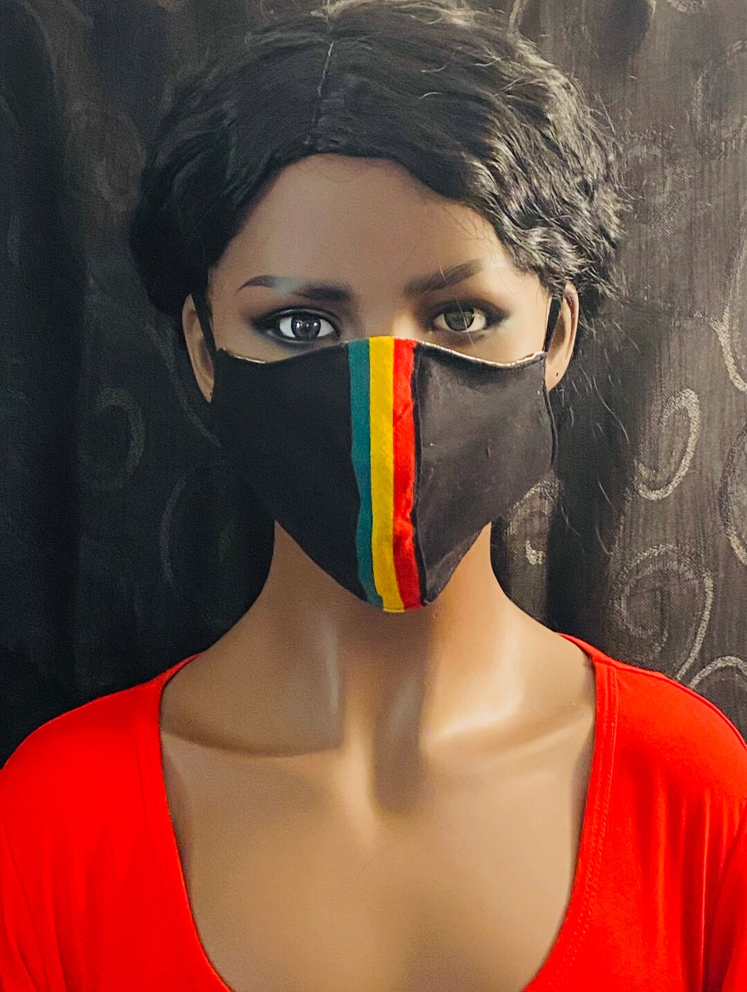 Rasta Colors Face Mask, Rasta Stripe Face Mask, Unisex, Adult Mask ...