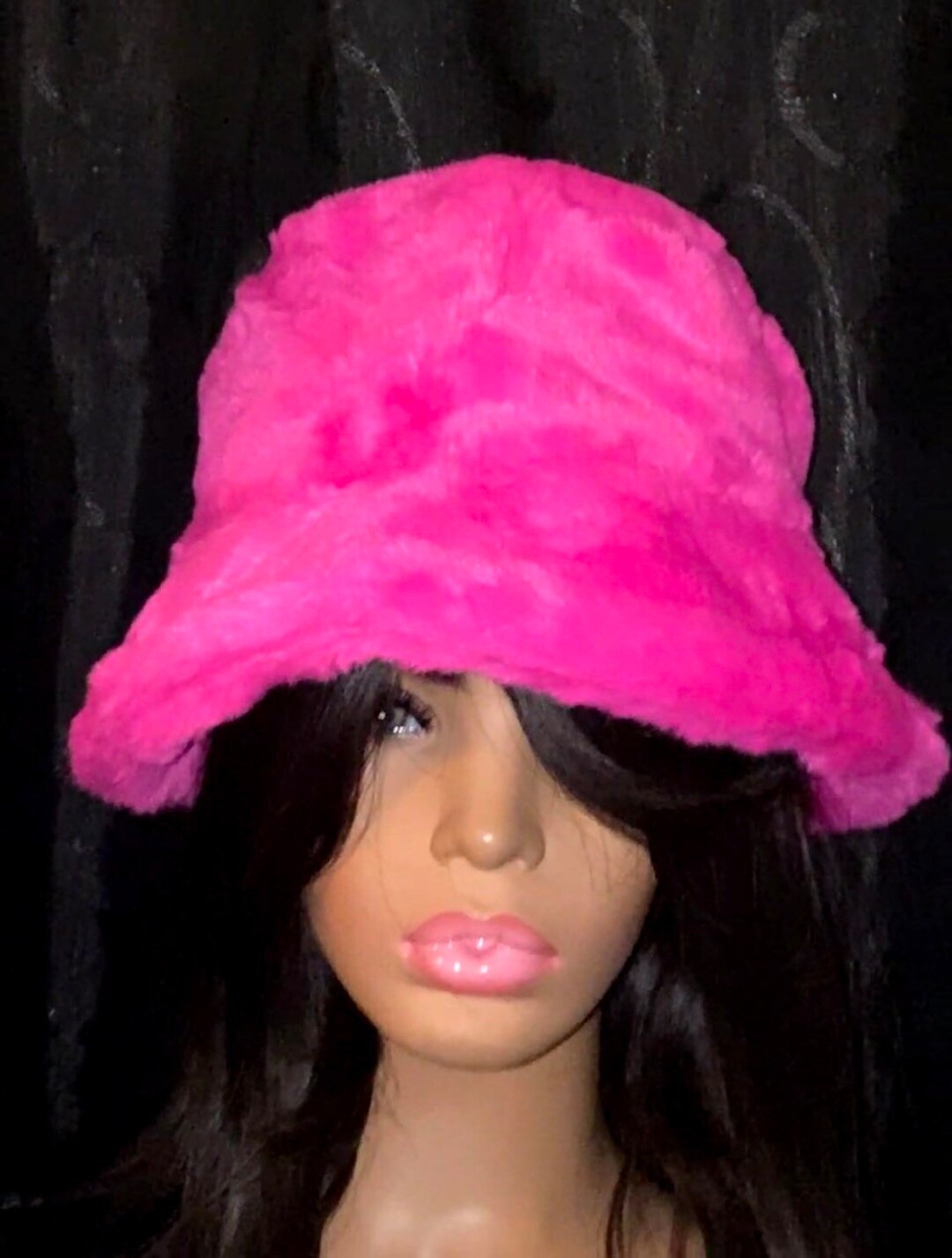 Hot Pink Faux Fur Bucket Hat, Plush Fur Bucket Hat, Hot Pink Bucket Hat ...