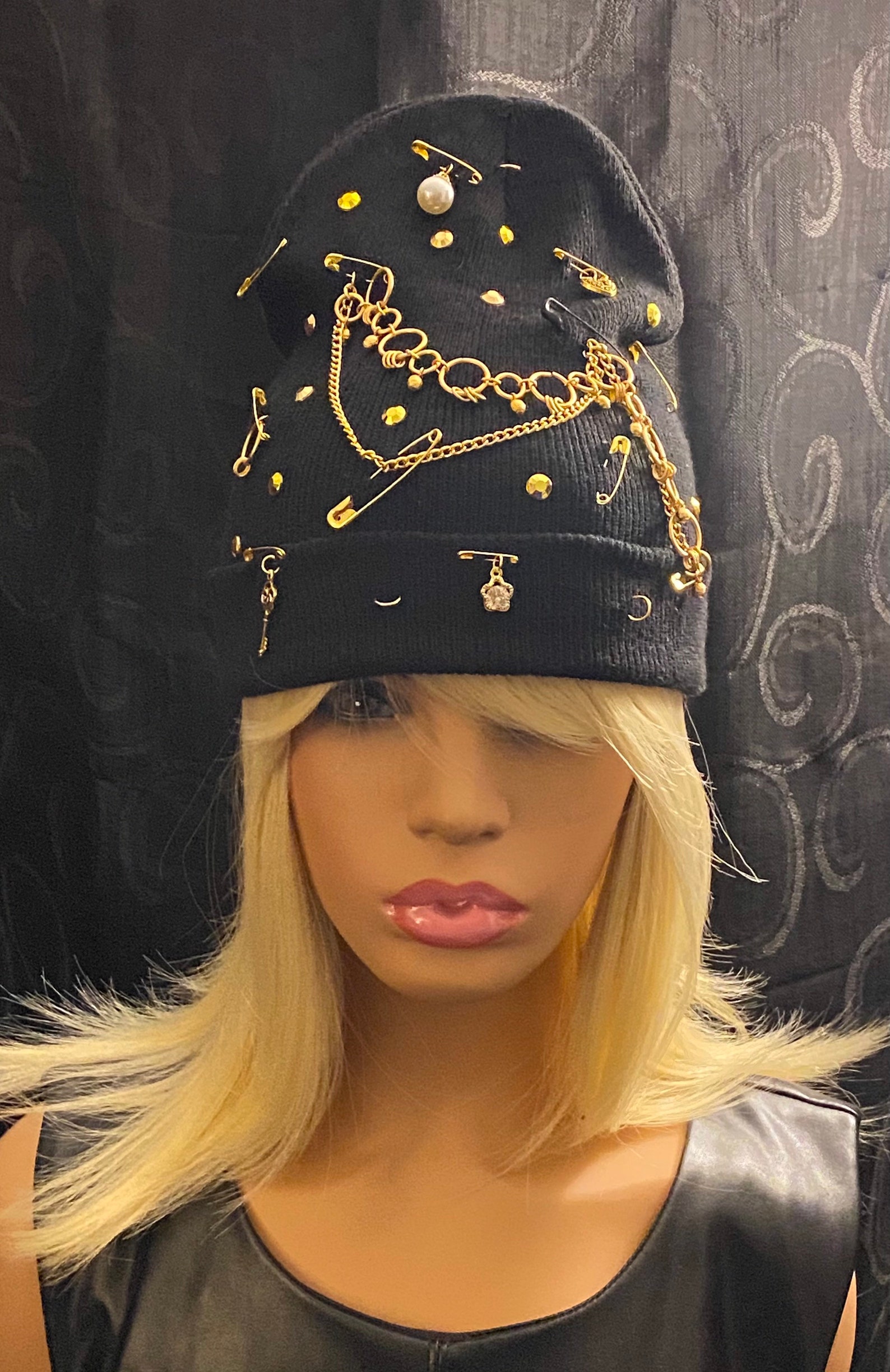 BLING Beanie, Embellished Hat, Studded Hat, Jeweled Hat, Bling Skull ...