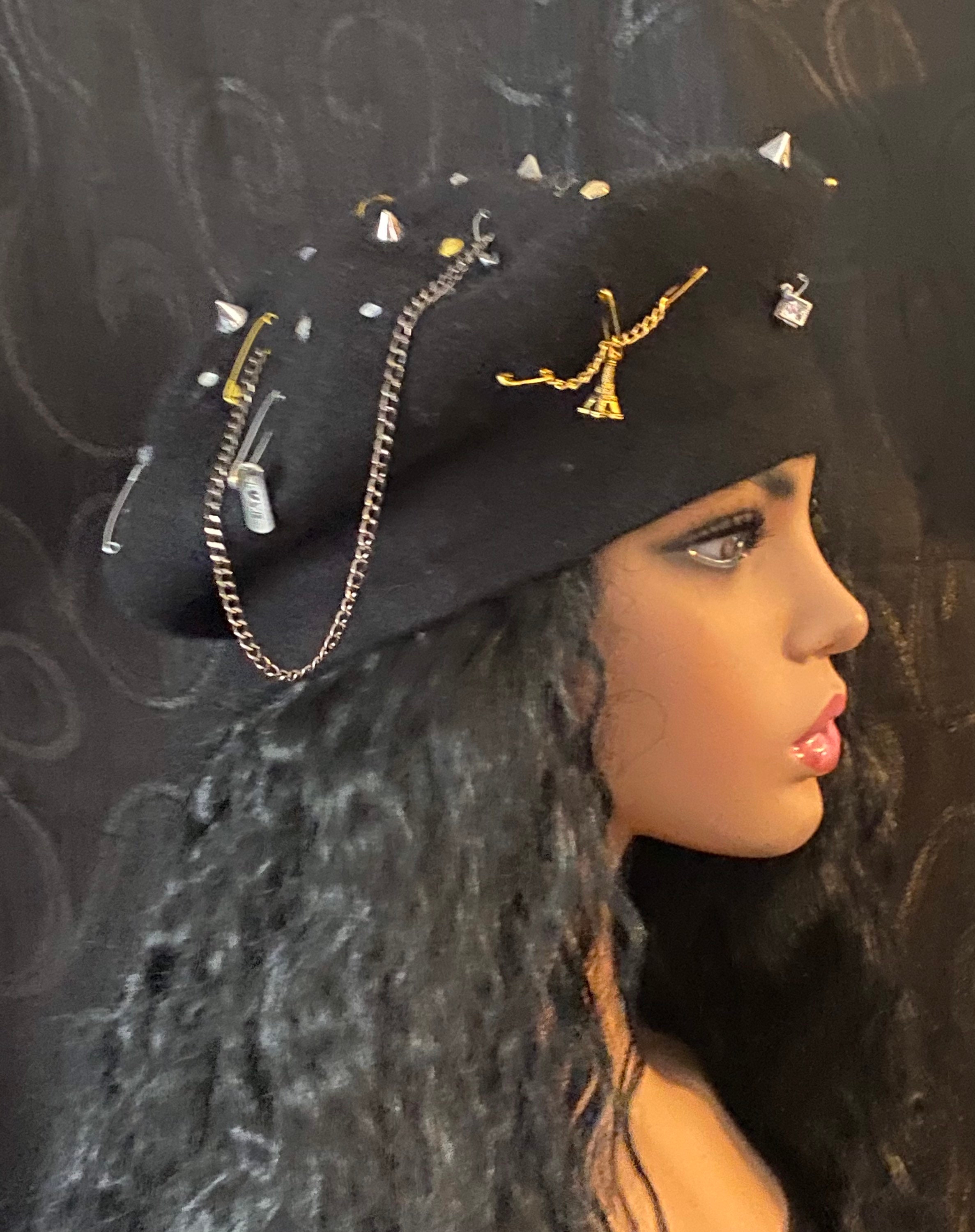 BLING Beret, Black Jeweled Beret, Embellished Hat, Studded Hat, Jeweled ...