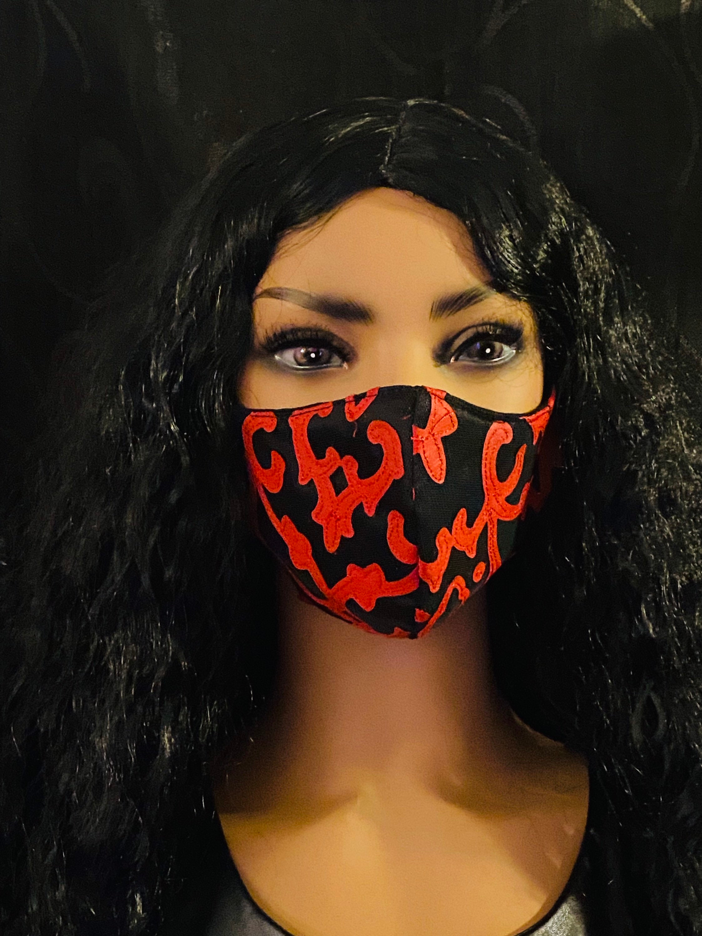 Red and Black Face Mask. Adult Mask, Washable Mask, Red and Black Mask ...
