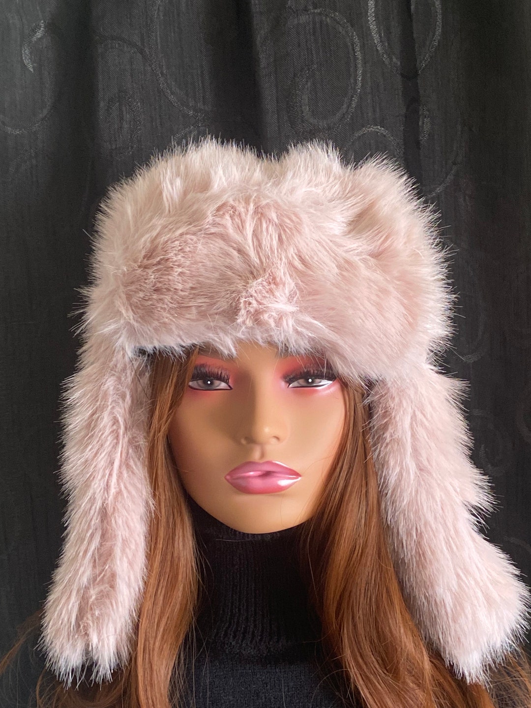 Pink Faux Mink Fur Trapper Hat Aviator Hat Ski Hat Festival - Etsy