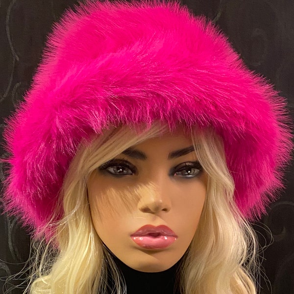 Faux Fur Hat Pink - Etsy