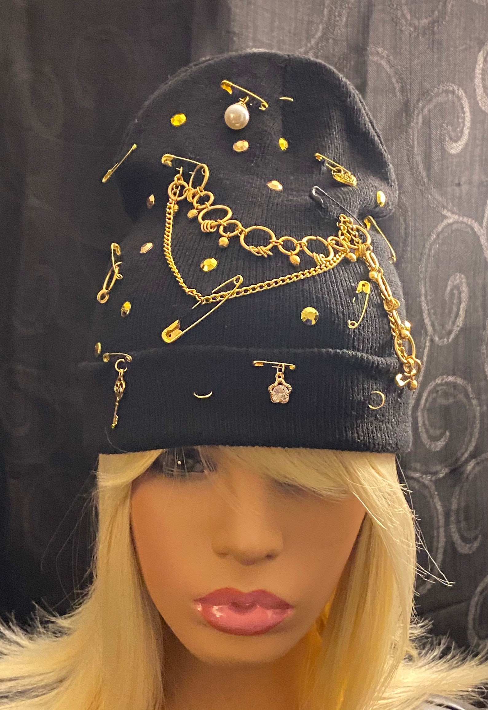 BLING Beanie, Embellished Hat, Studded Hat, Jeweled Hat, Bling Skull ...