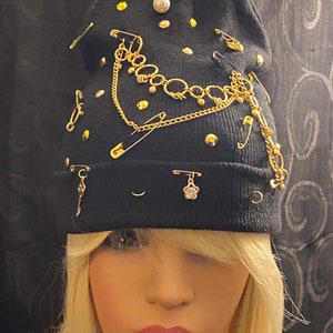 BLING Beanie, Embellished Hat, Studded Hat, Jeweled Hat, Bling Skull ...