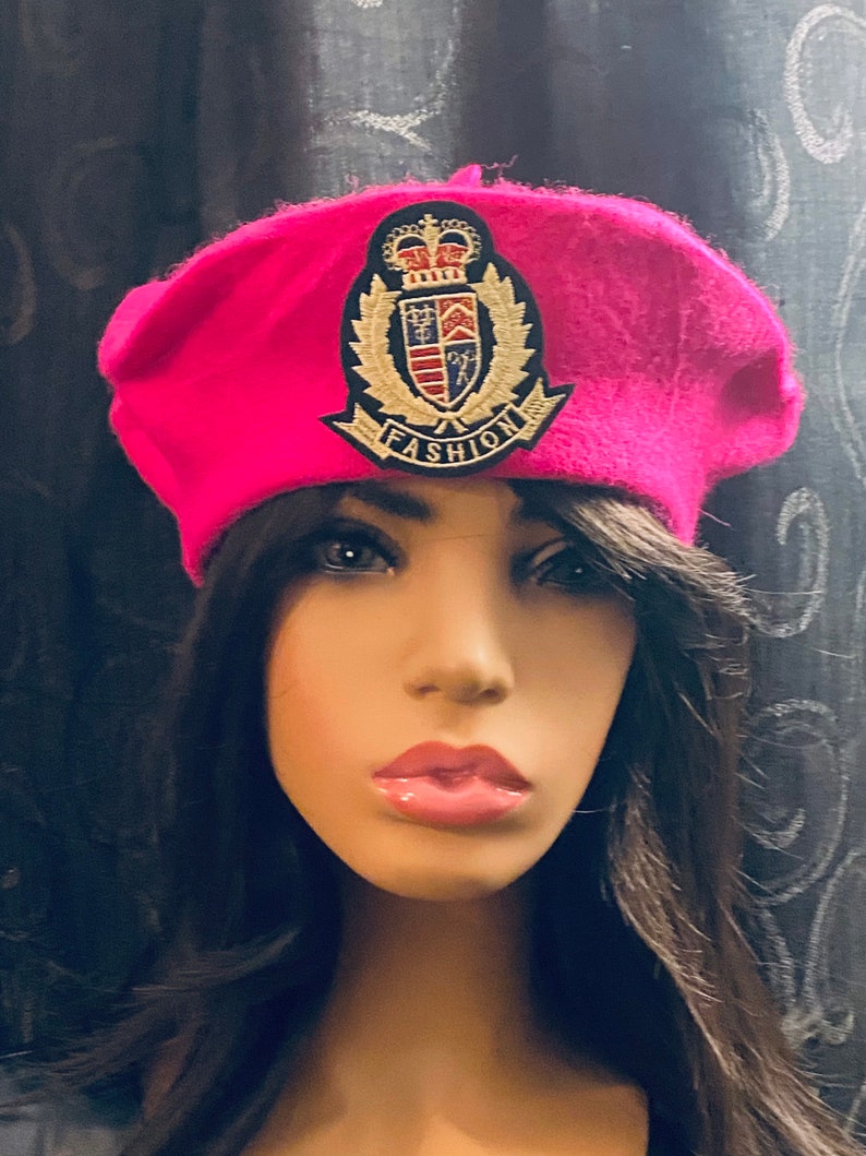 Hot Pink Beret Fashion Crest Beret Statement Beret Message - Etsy