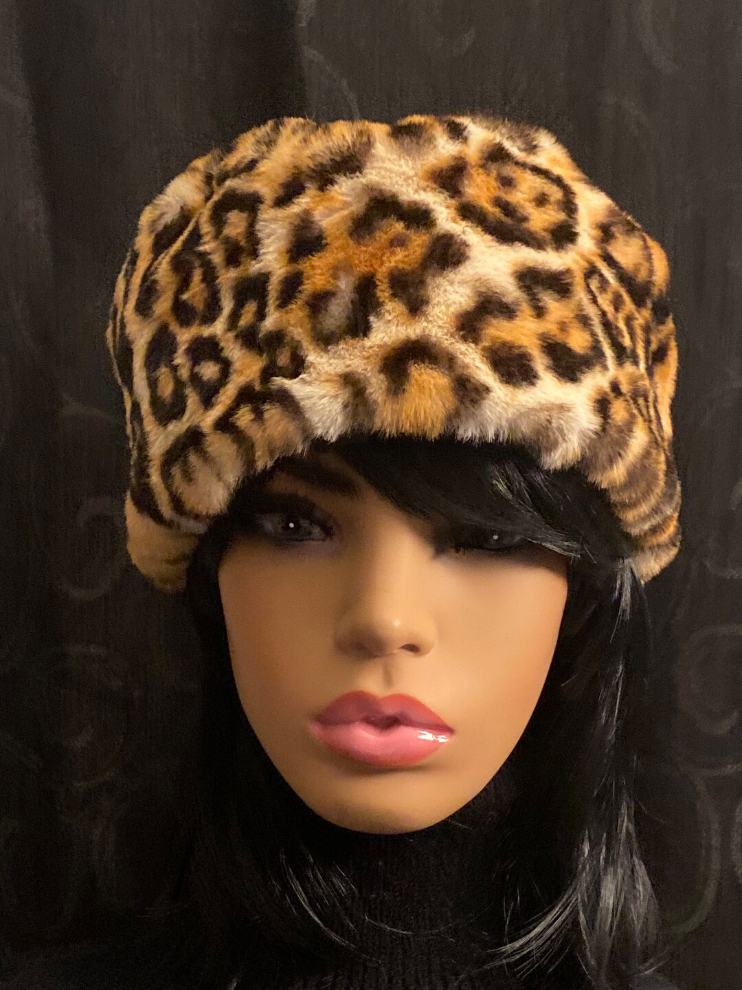 Leopard Print Faux Fur Cossack Hat, Leopard Fur Russian Hat, Plush Fur ...