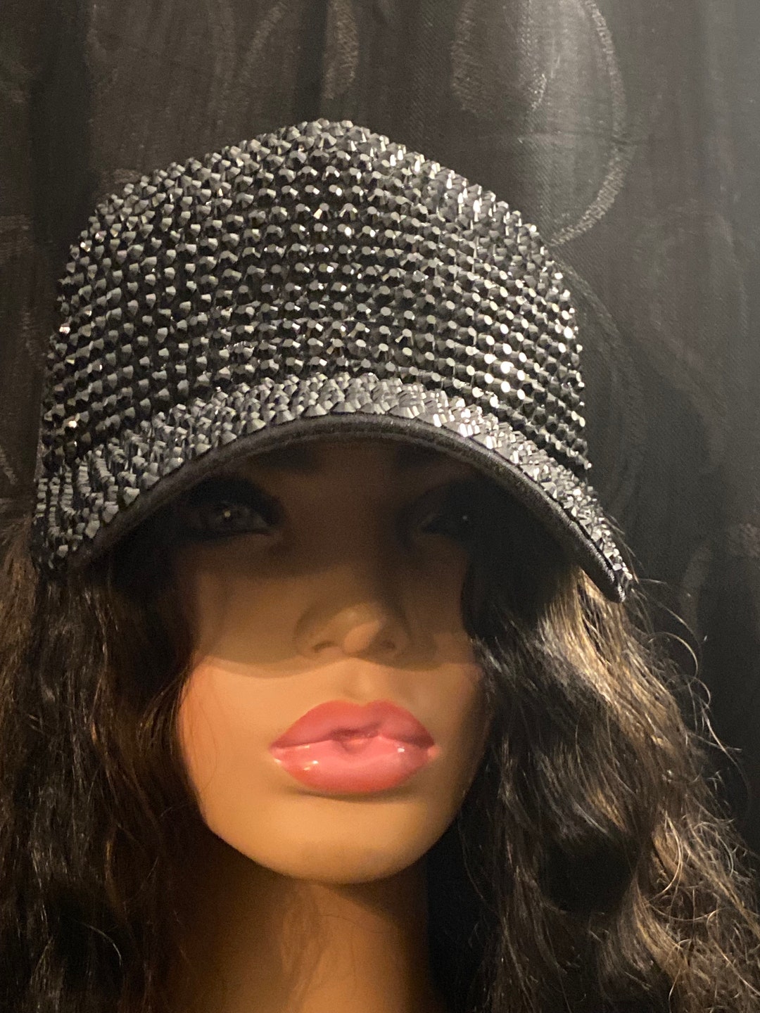 BLING Baseball Cap, Black Bling Cap, Embellished Hat, Black Rhinestone ...