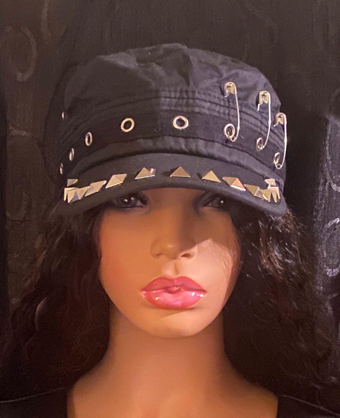 Black Studded Cap, Embellished Hat, Studded Hat, Jeweled Hat, Bling Hat ...