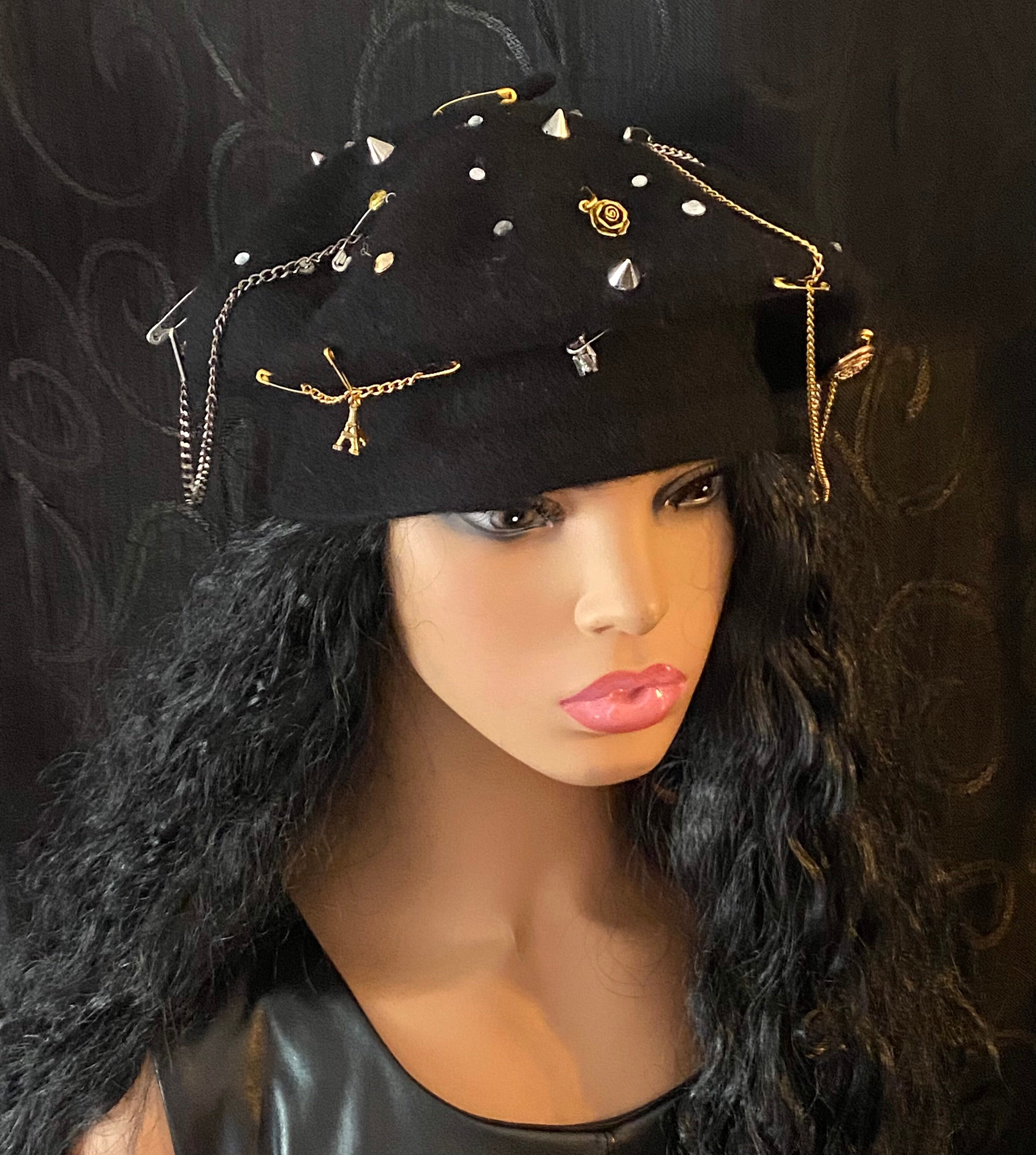 BLING Beret Black Jeweled Beret Embellished Hat Studded - Etsy