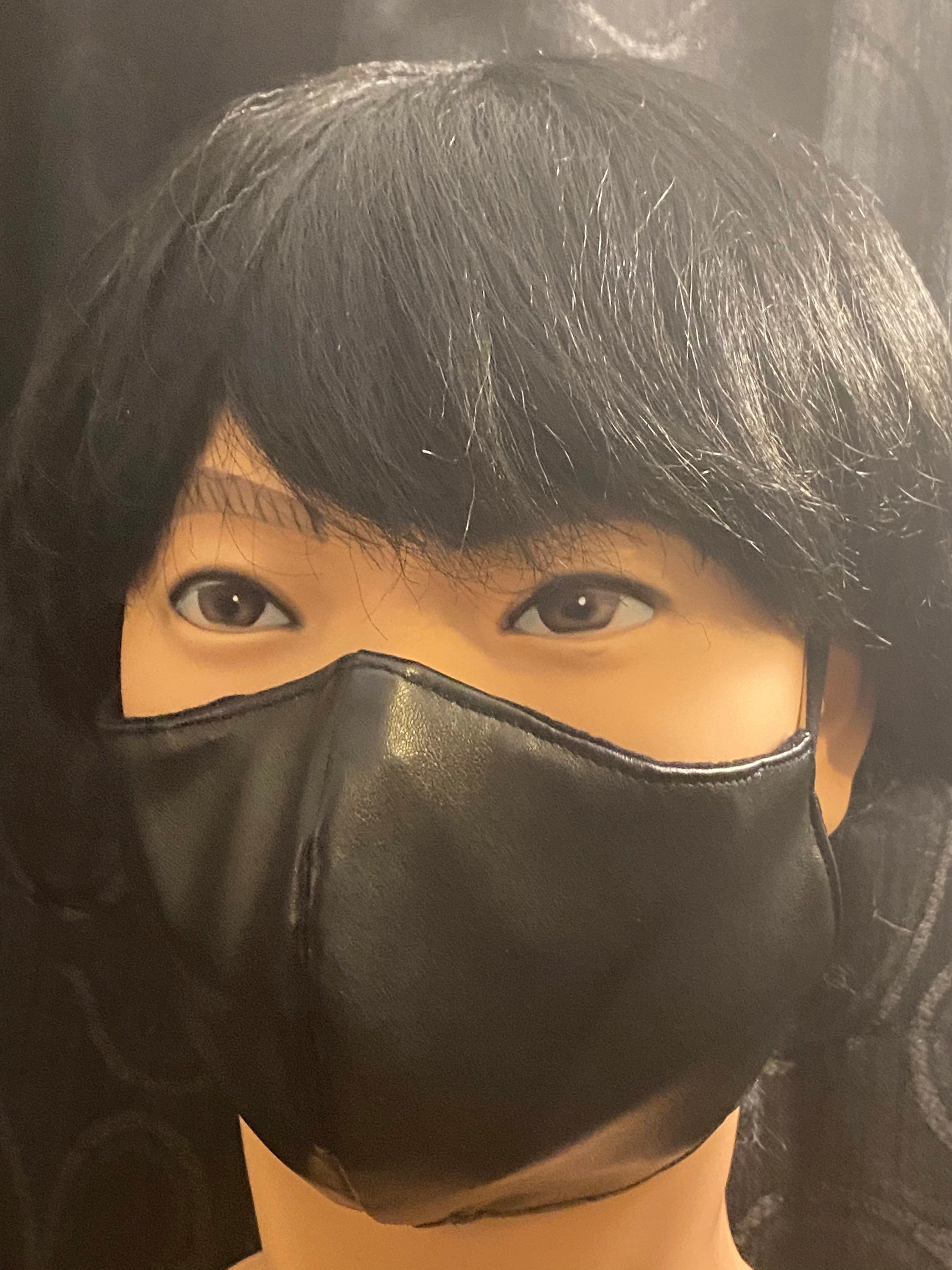 Black Faux Leather Mask, Pleather Mask, Adults, Unisex, Leather Face ...