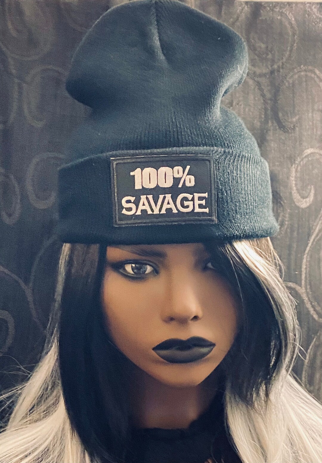100% Savage Beanie, Statement Beanie, Message Cuffed Cap, Unisex Beanie ...