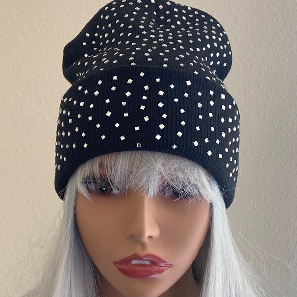 Rhinestone Beanie - Etsy
