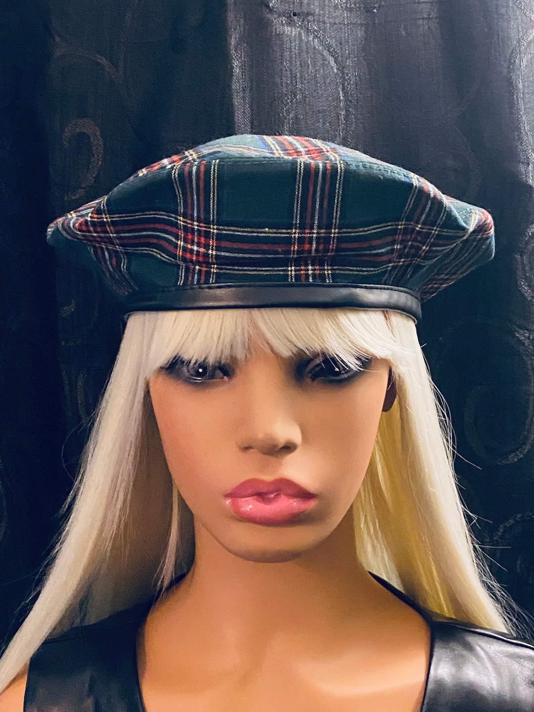 Green Plaid Beret, Plaid Beret Hats, Green Cotton Plaid Beret, Warm ...