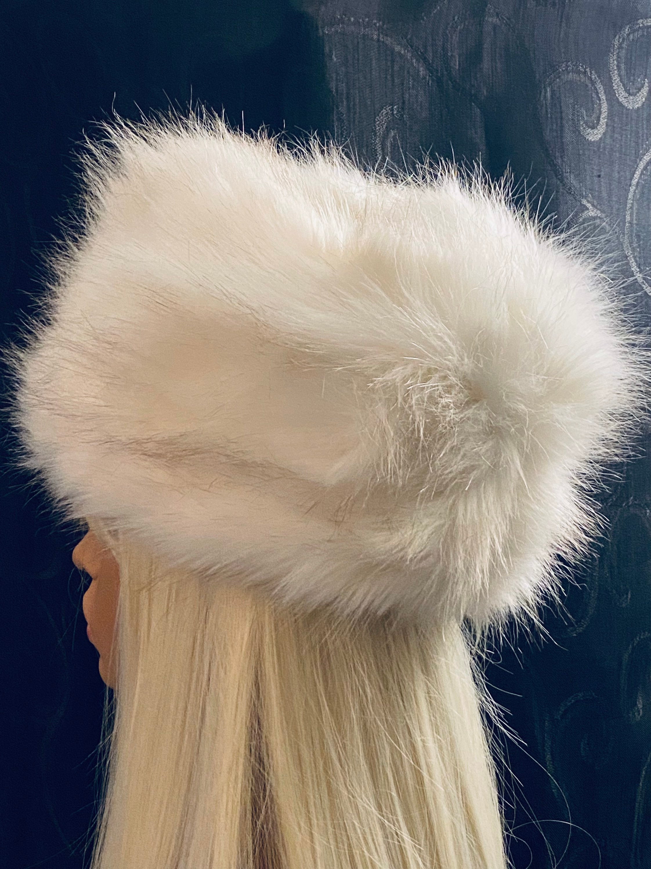White Faux Fur Cossack Hat, Furry Russian Hats, Fluffy Fur Hats, Fuzzy ...