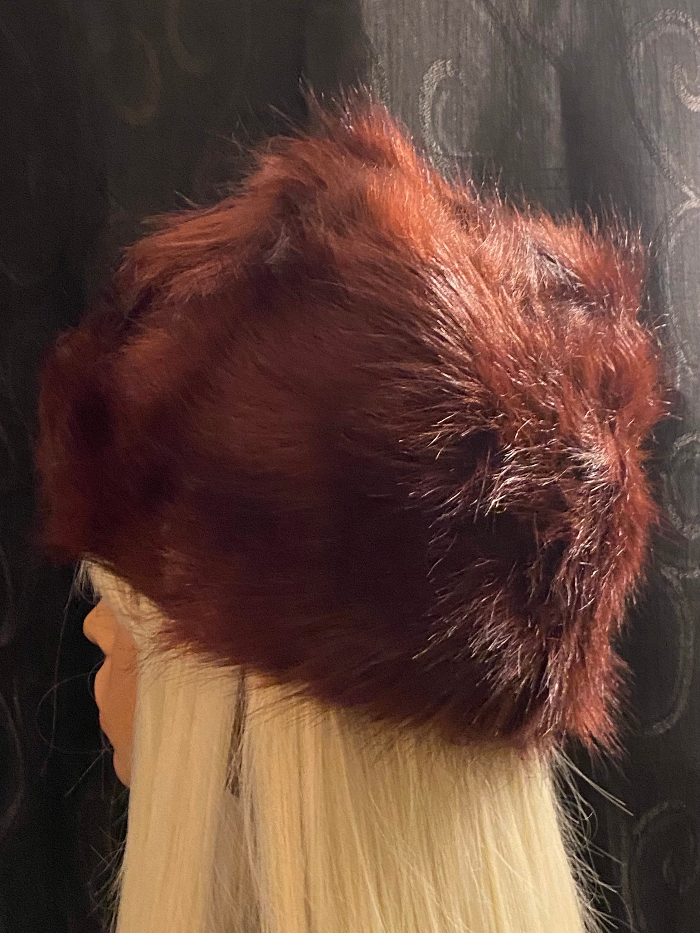 Burgundy Faux Fur Cossack Hat, Furry Russian Hats, Fluffy Fur Hats ...