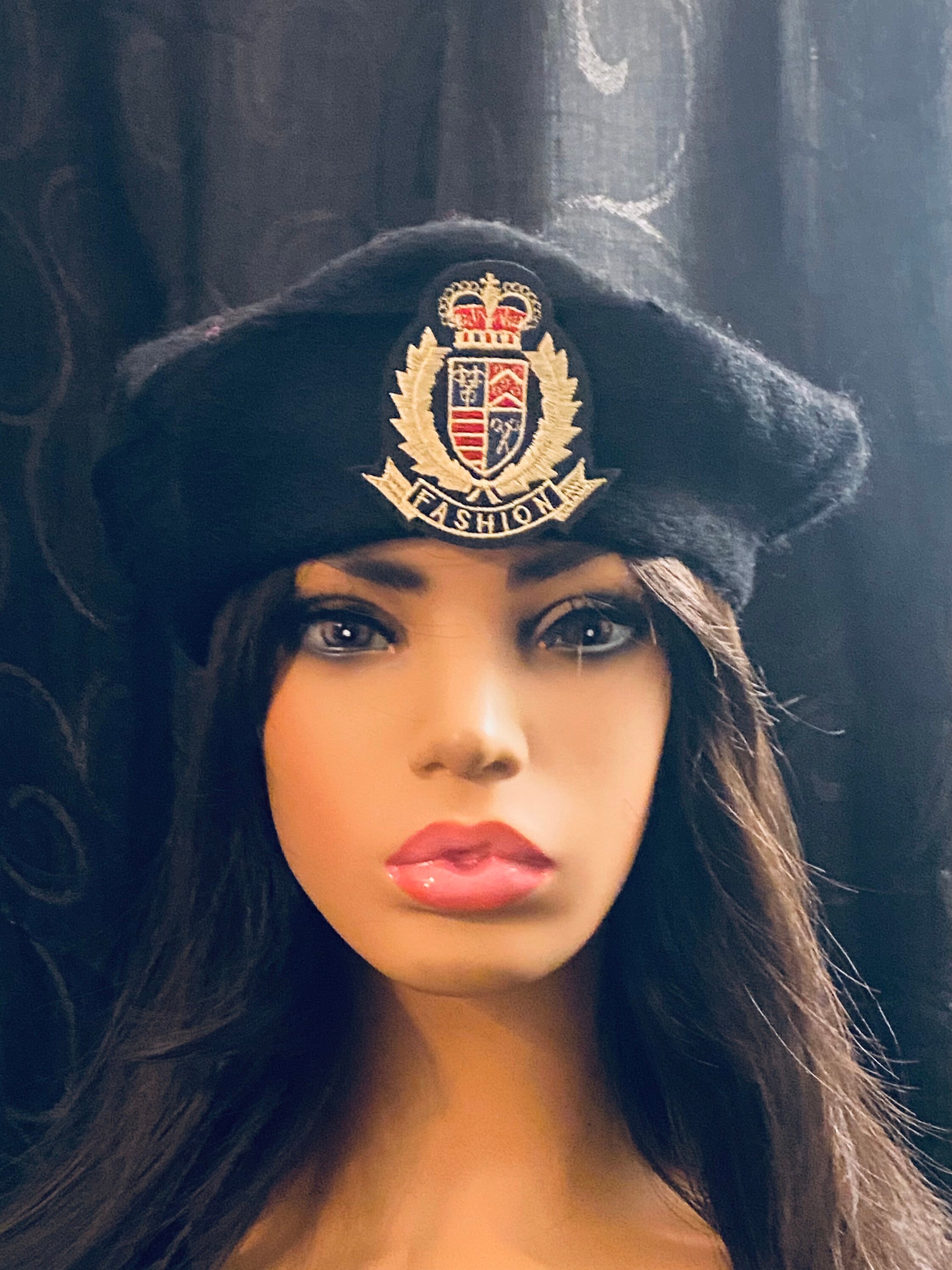 Black Beret Fashion Crest Beret Statement Beret Message - Etsy