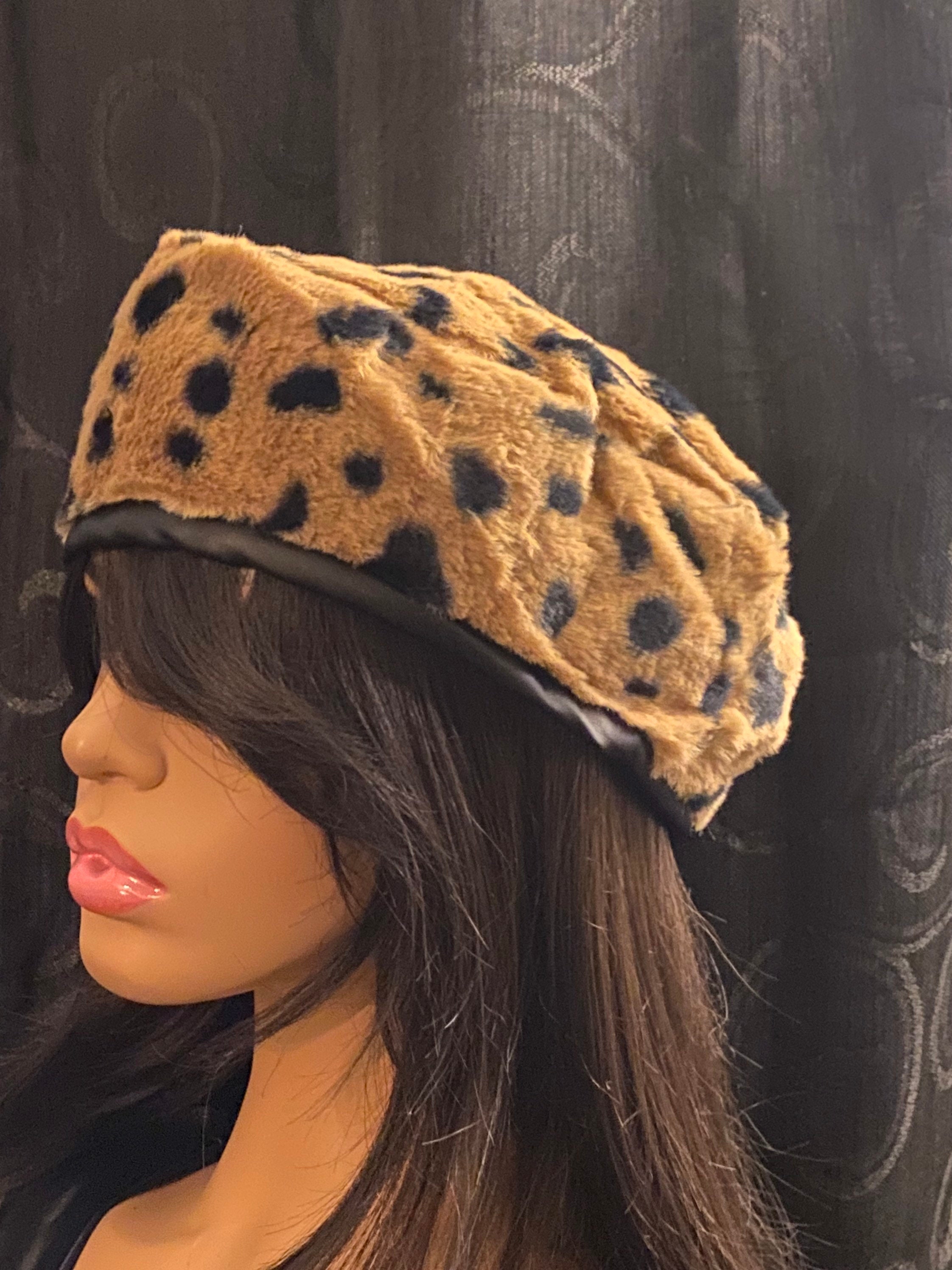 Animal Print Fur Beret, Furry Beret Hats, Fur Beret, Fuzzy Warm Hats ...