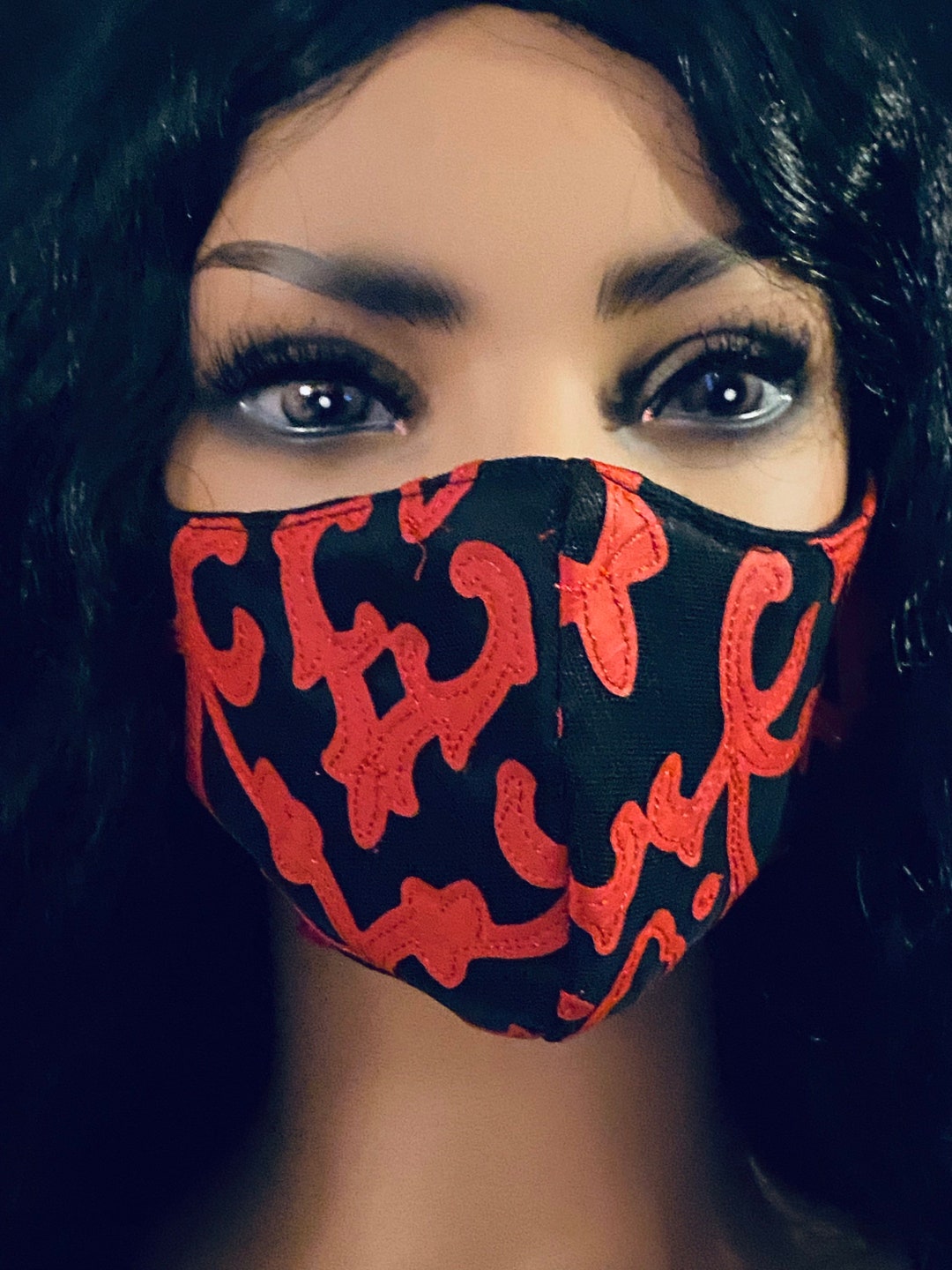 Red and Black Face Mask. Adult Mask, Washable Mask, Red and Black Mask ...