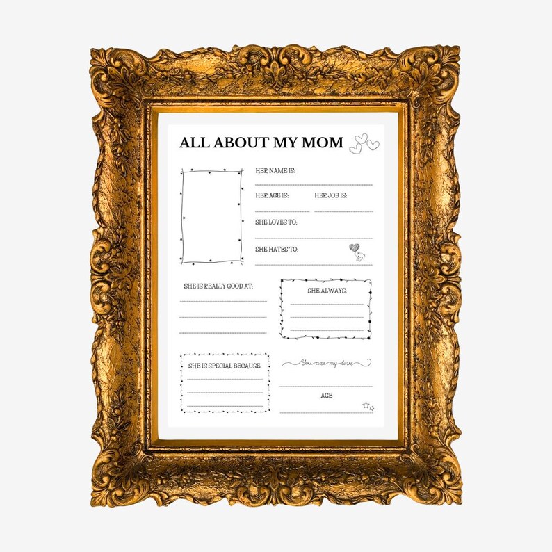 All About My Mom | All About Mom Printable | Mothers Day Gift | Gift ...