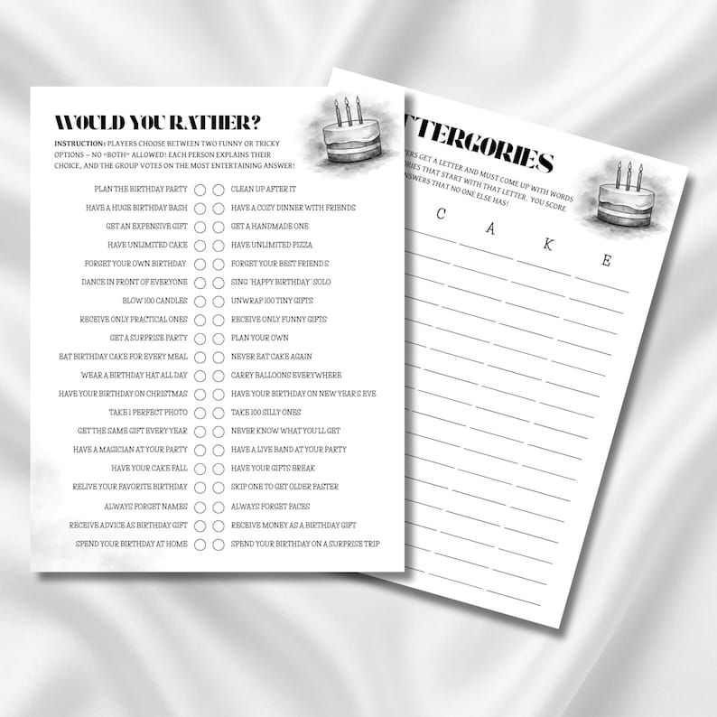 Birthday Party Games | Printable | Digital Download - Etsy