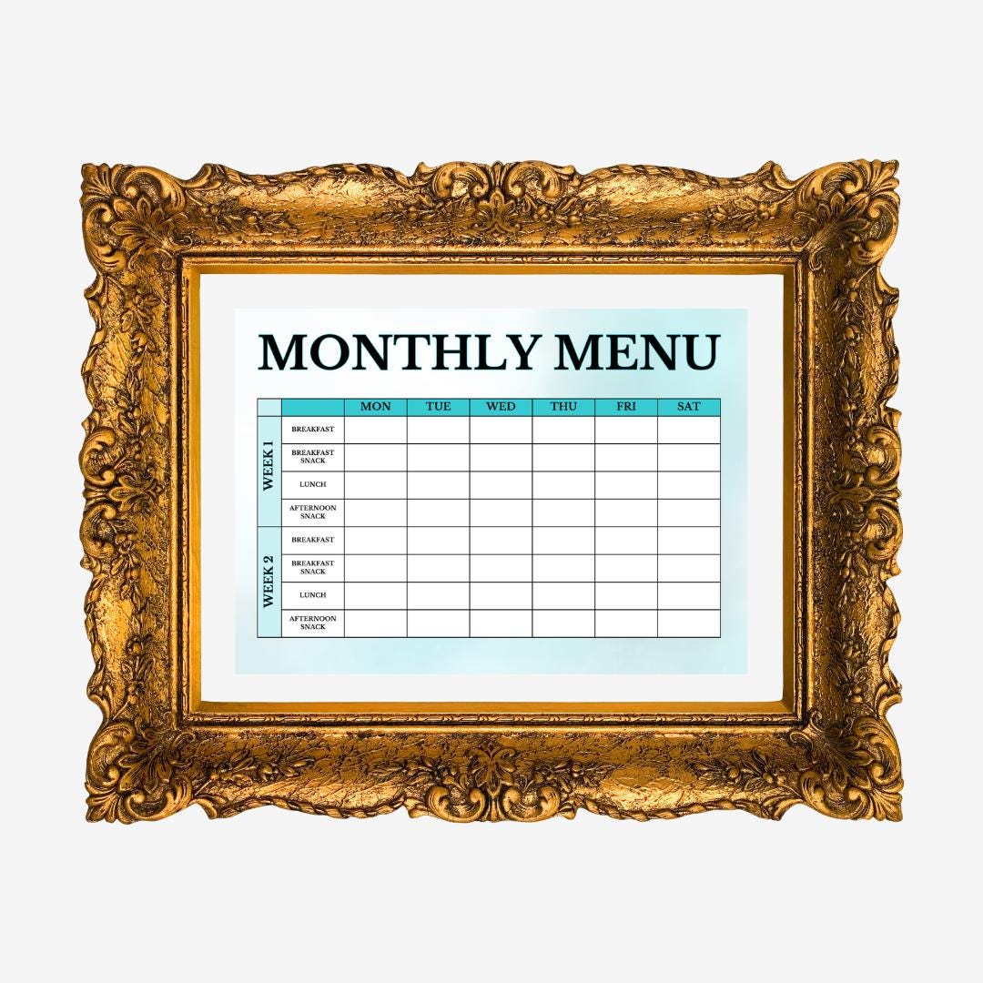 Daycare Menu | Monthly Menu Printable | Preschool Menu | Homeschool ...