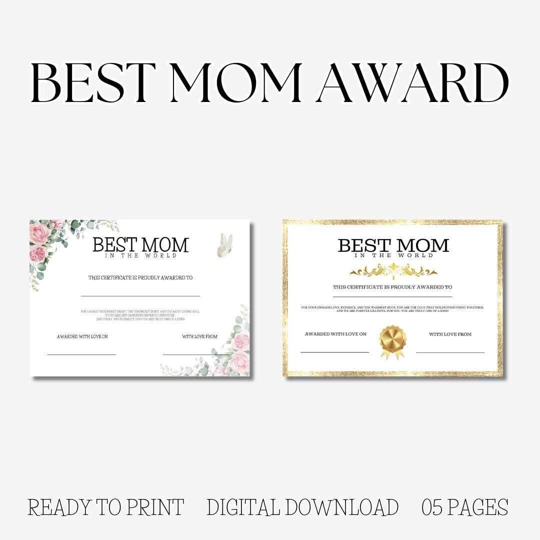 Best Mom Award | Gift for Mom | Mothers Day Gift | Mom Award | Mothers ...
