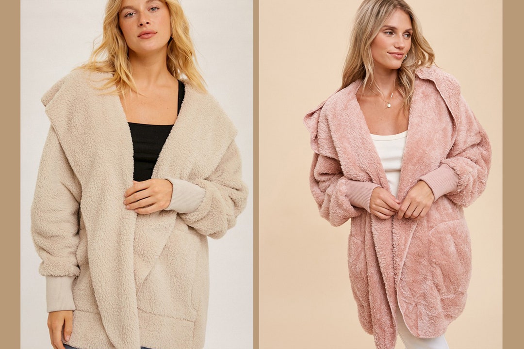 The Coziest yet Pocketd Sherpa Cardigan Women's Soft Jacket Cardigan - Etsy
