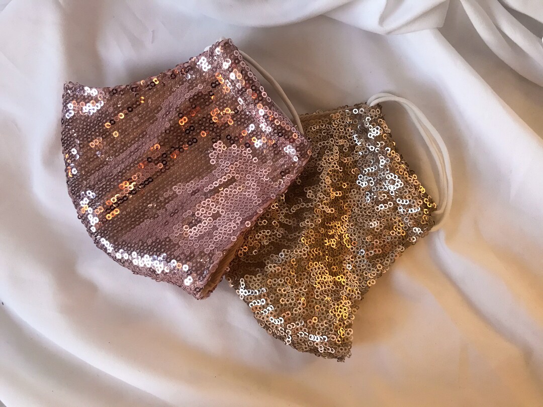 Sparkling Sequence Face Masks L Gold and Mauve Bridal Masks L Fashion ...