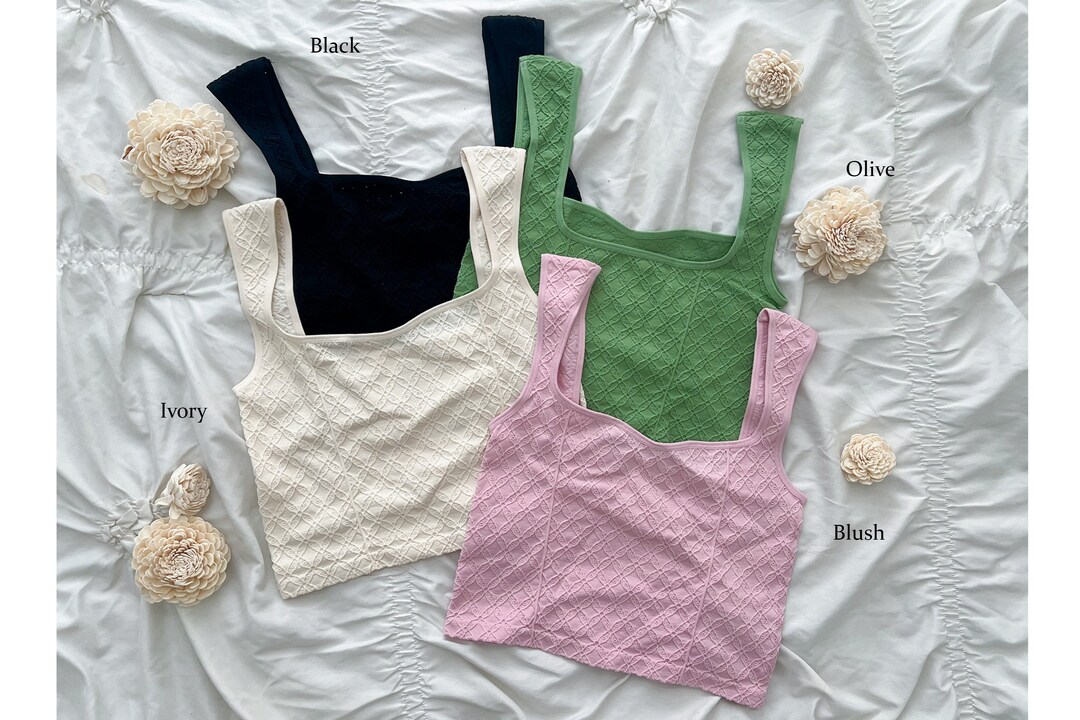Textured Square Neck Brami Bralette Tank, Pullover Bralette - Etsy