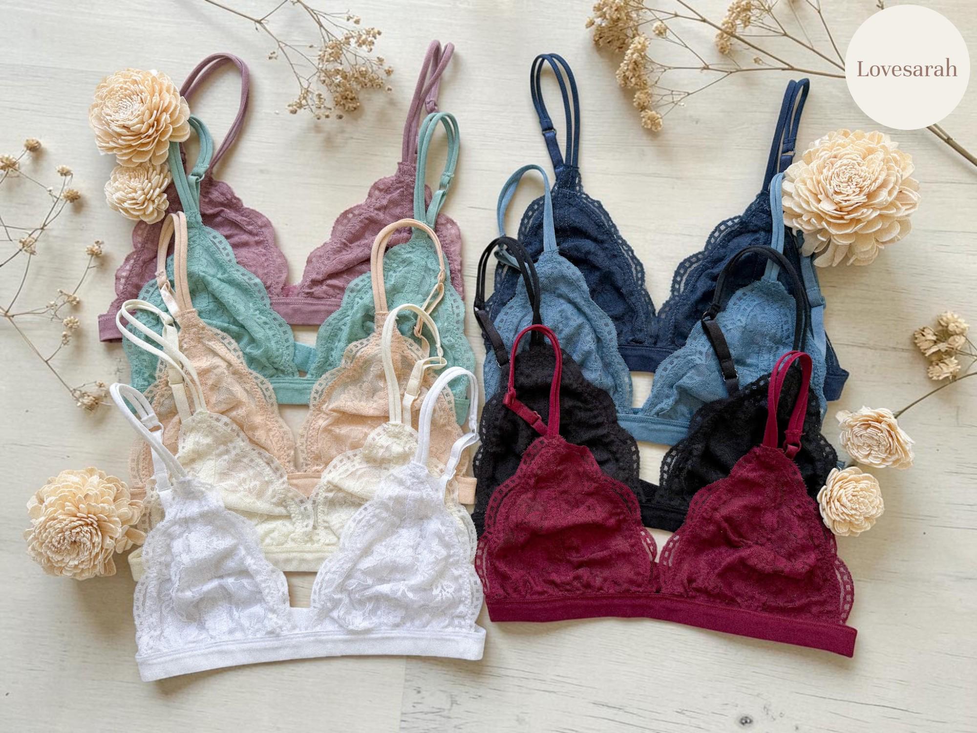 Floral Lace Triangle Bralette - Sheer Scalloped - Wireless - Etsy
