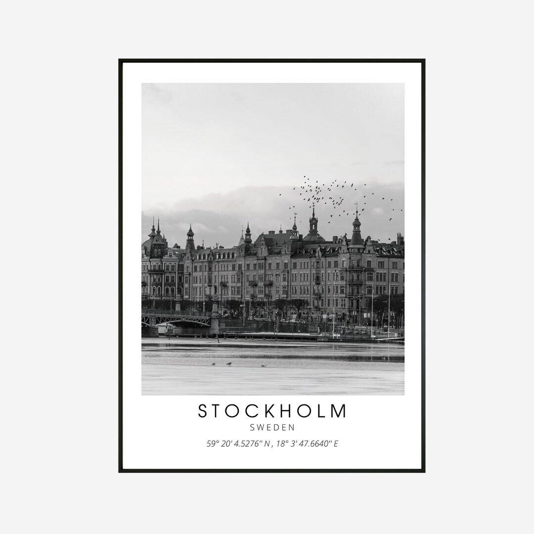 Stockholm Sweden Black and White Wall Art Sweden Digital Download ...