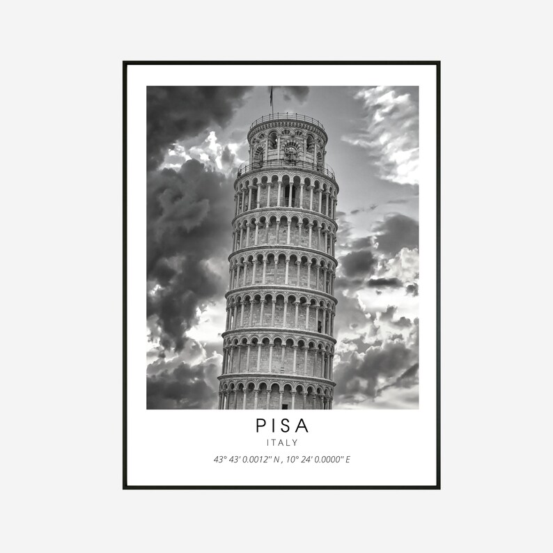 Pisa Printable Art-leaning Tower Home Decor-black and White - Etsy