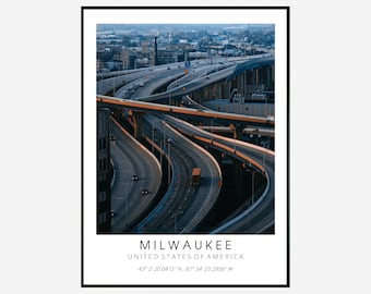 Milwaukee Map Print Milwaukee Poster Milwaukee Wall Art - Etsy