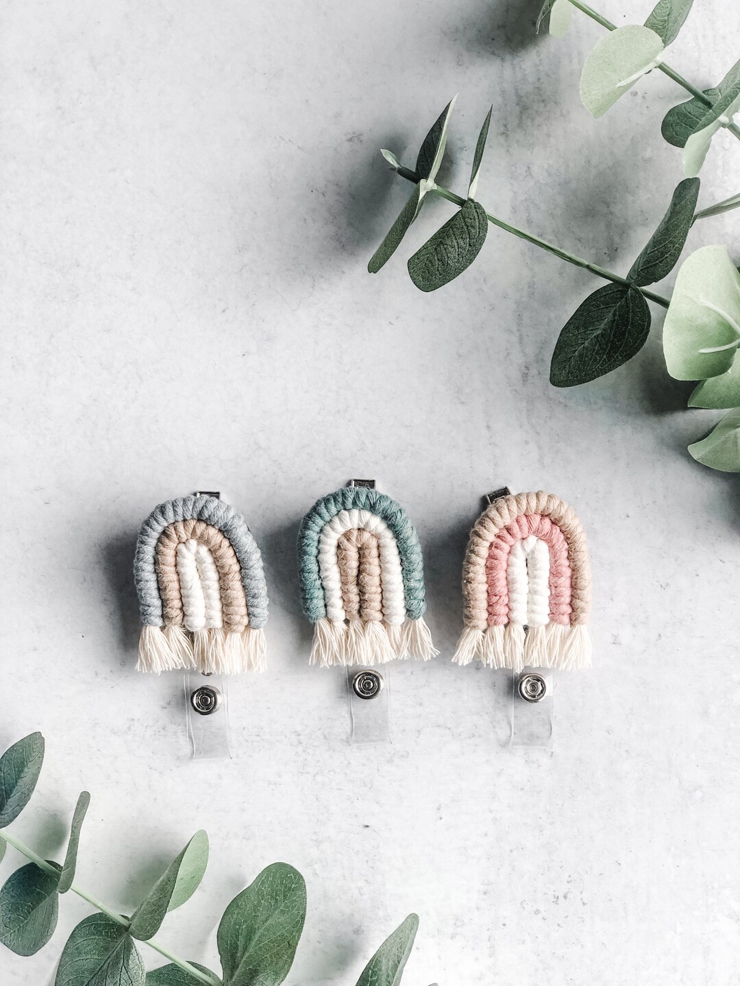 Macrame Rainbow Badge Reel Retractable Rainbow Macrame Badge Reel Boho Badge Reel - Etsy