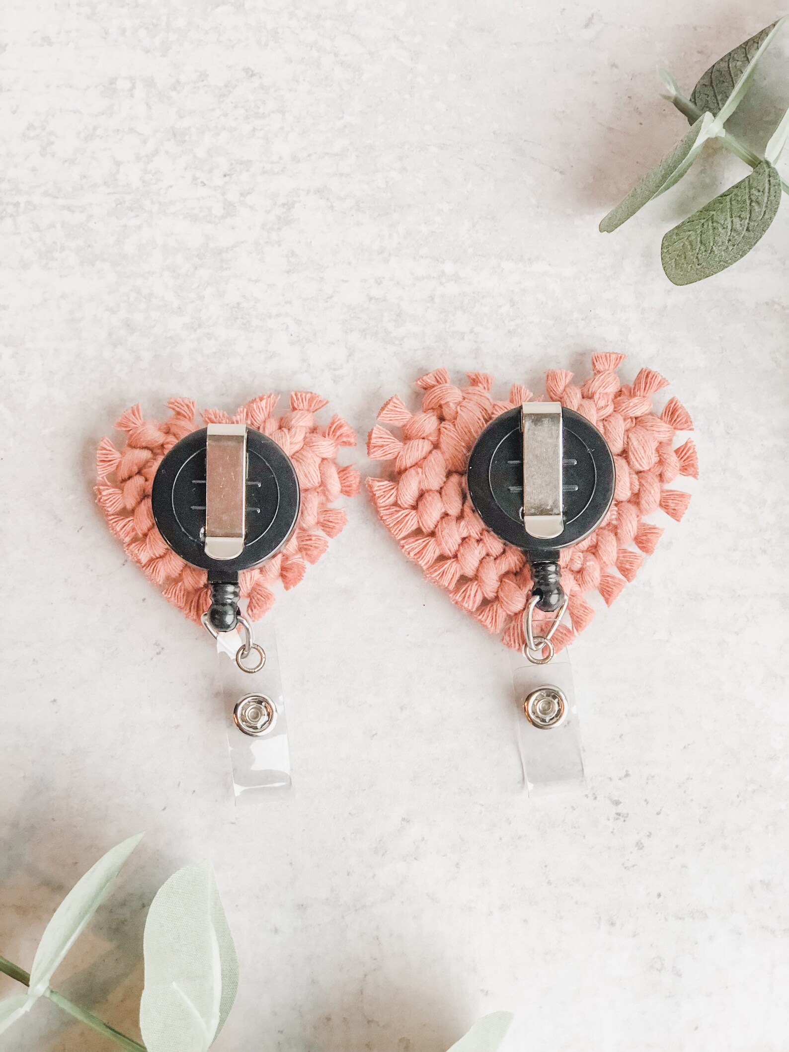 Large Heart Badge Reel Large Macrame Badge Reel - Etsy