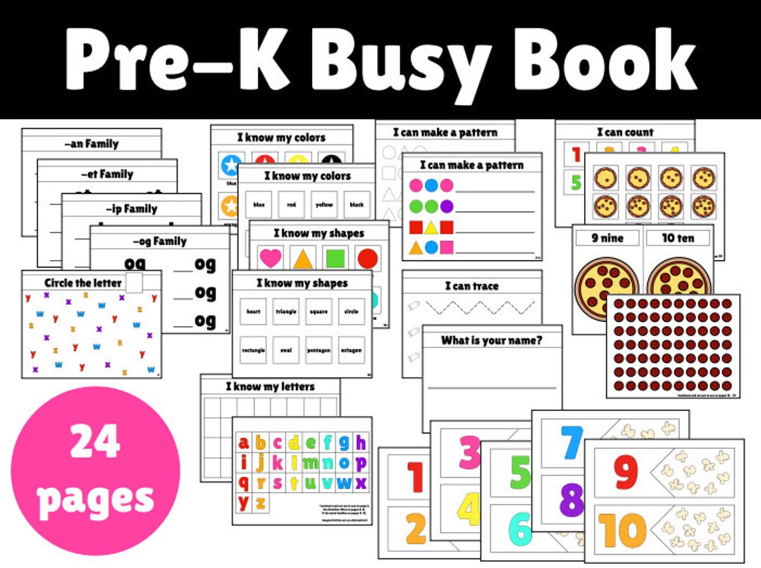 Preschool Printables Toddler Learning Binder Pre-k Worksheets Toddler ...